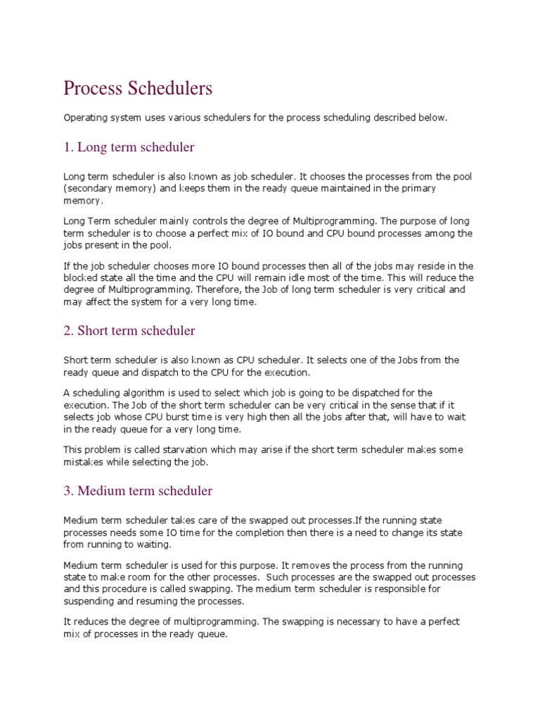 7.OS Process Schedulers - Javatpoint | PDF