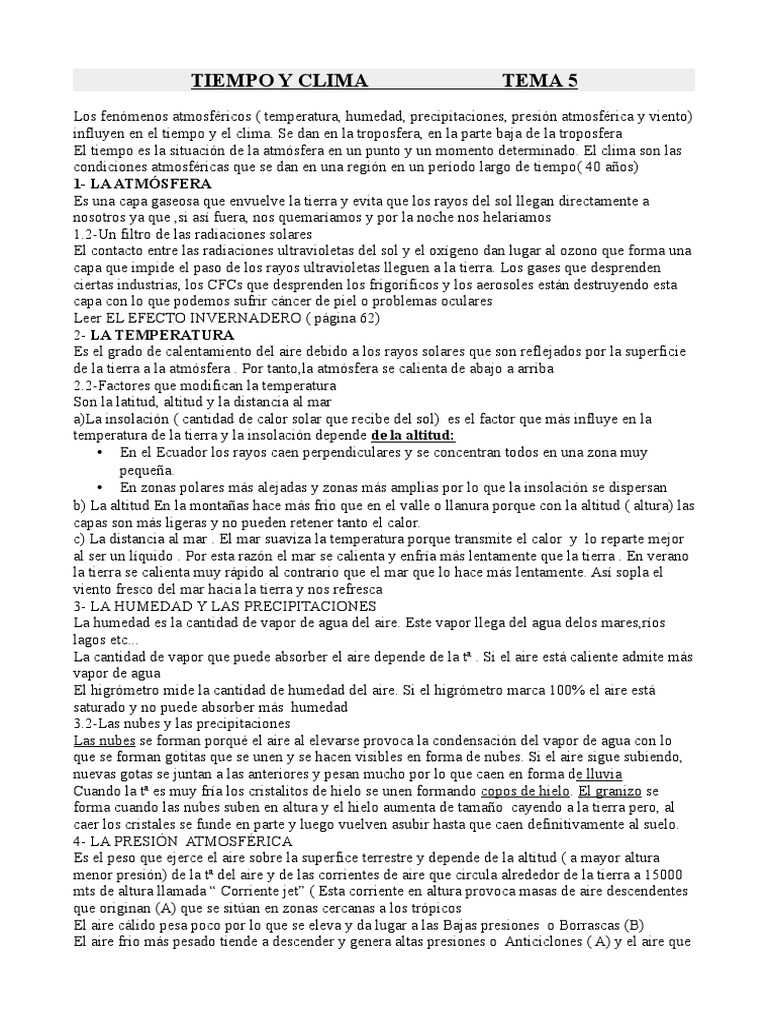 Tiempo y Clima 1º ESO | PDF | Herida | Humedad