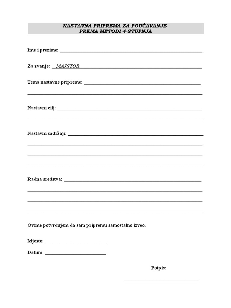 Nastavna Priprema Za Poucavanje | PDF