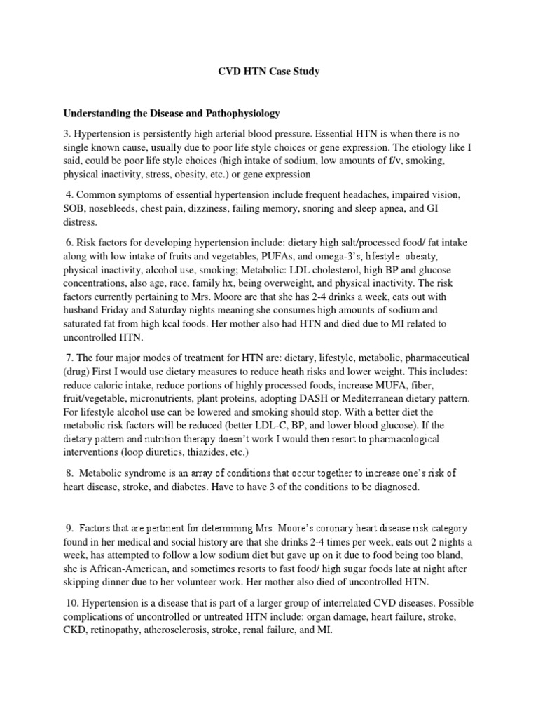 CVD HTN Case Study Assignment | PDF | Hypertension | Cardiovascular ...