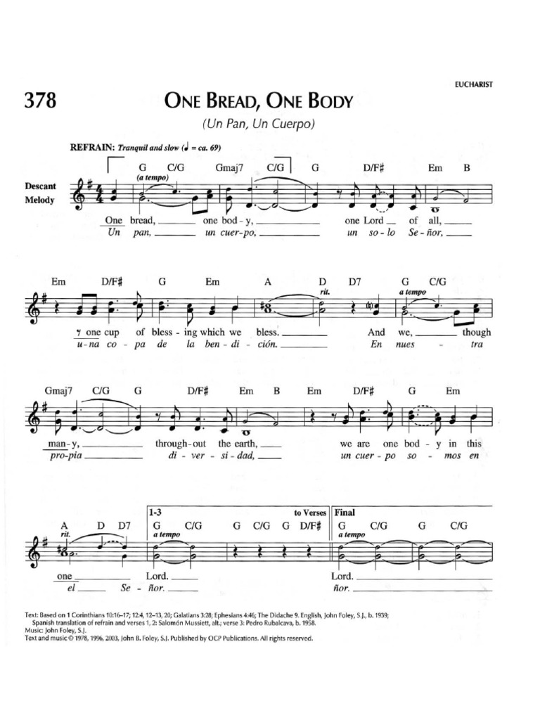 One Bread One Body Guitar Chords