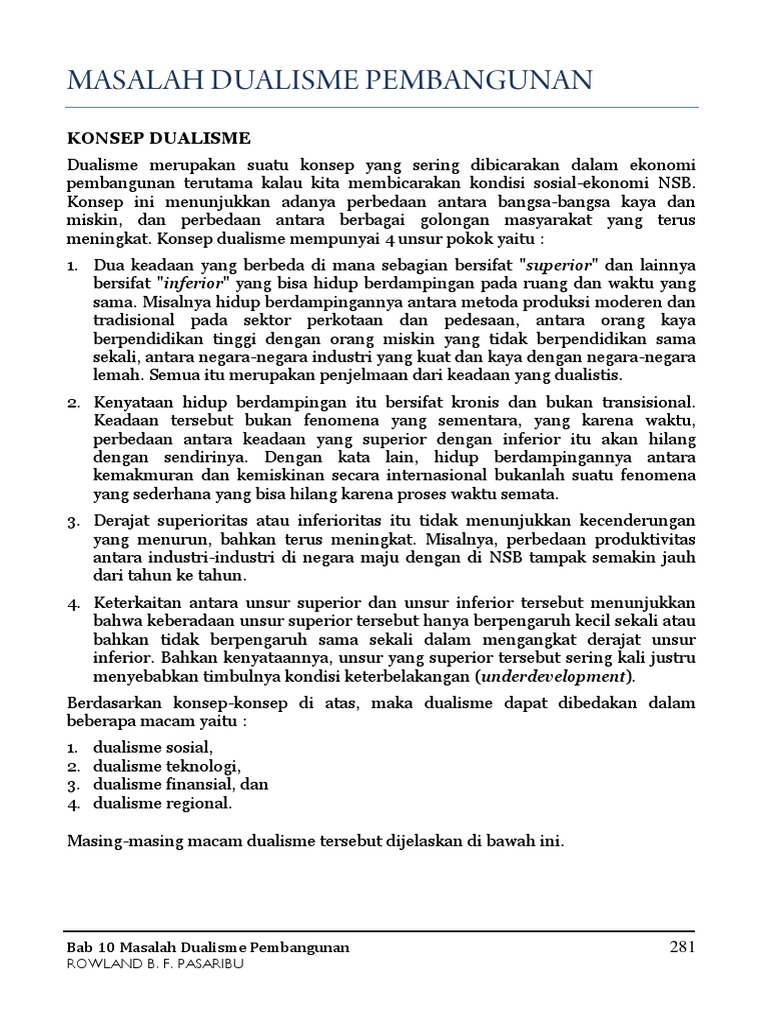 10 Masalah Dualisme Pembangunan PDF | PDF | Politik