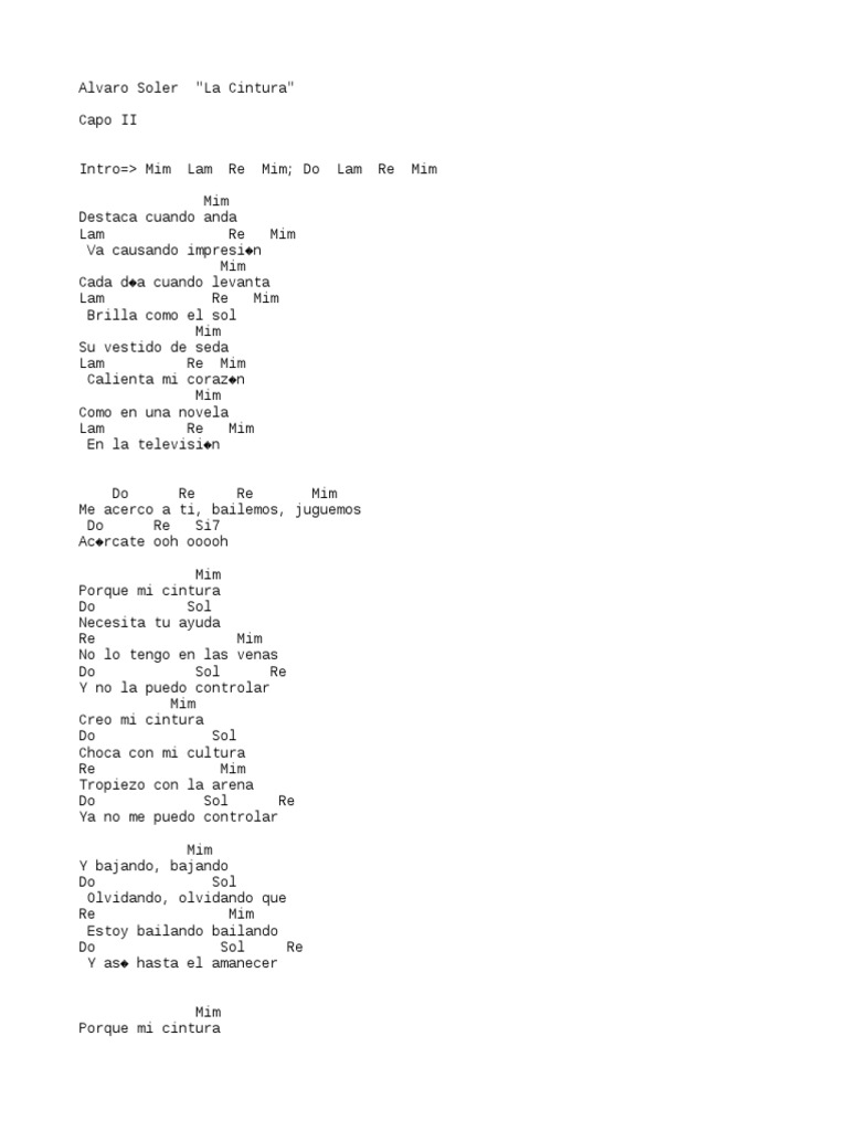 Letra de "La Cintura" de Álvaro Soler | PDF | Ocio | Naturaleza