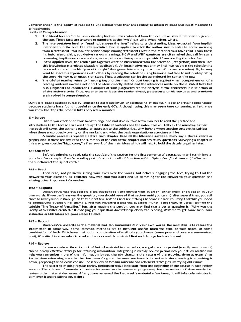 English 111 | PDF | Reading Comprehension | Reading (Process)