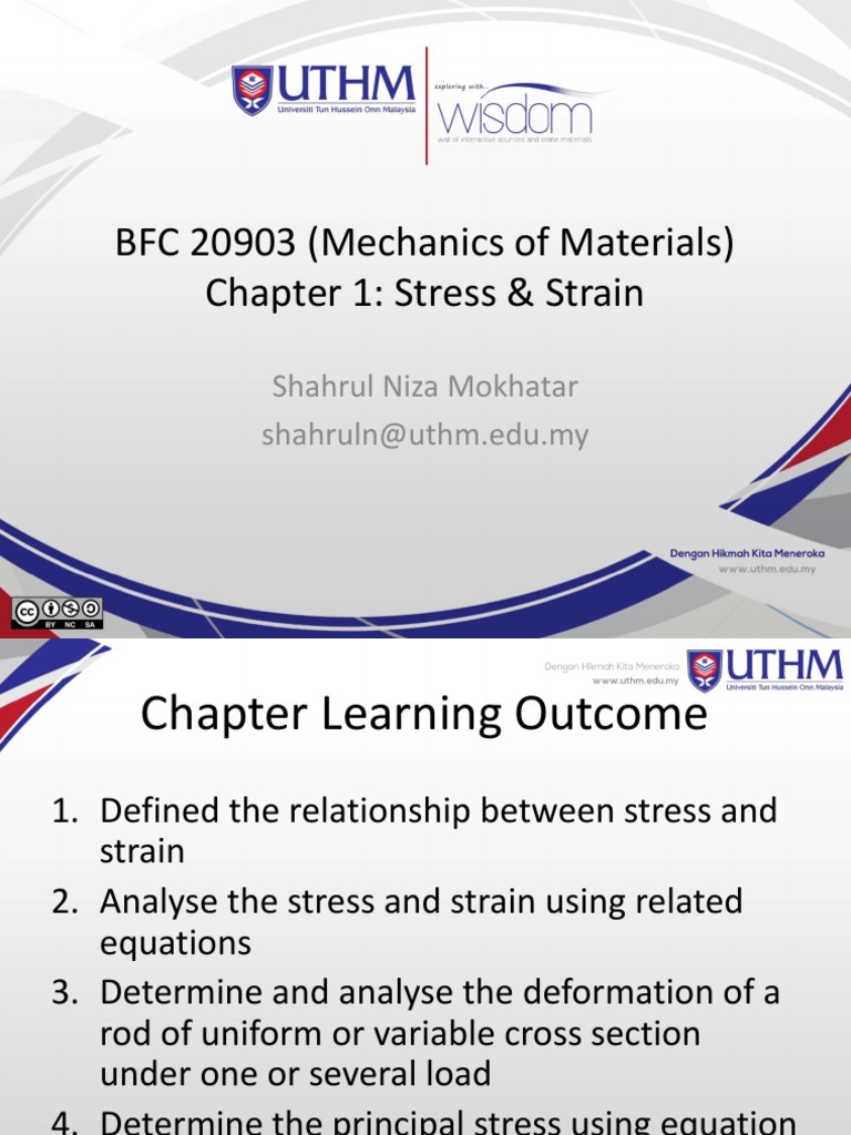 BFC 20903 (Mechanics of Materials) Chapter 1: Stress & Strain | PDF | Deformation (Engineering ...