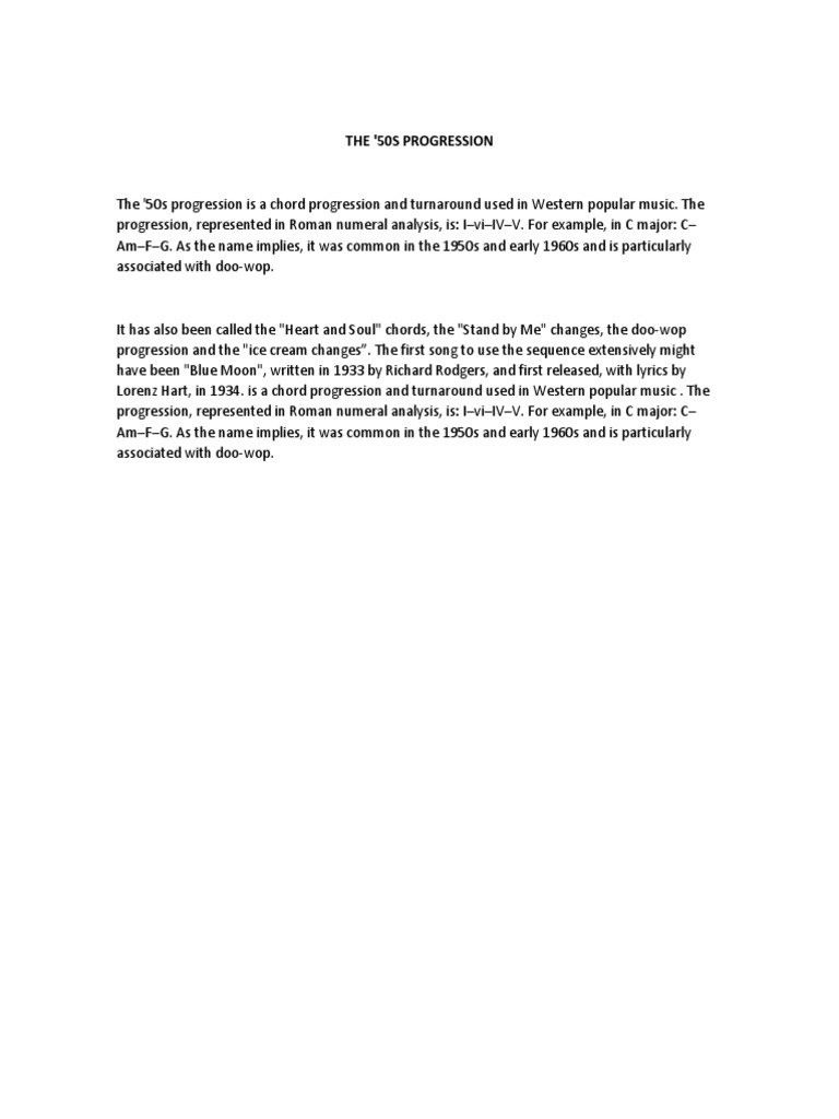 The '50s Chord Progression | PDF | Musical Forms | Music Theory
