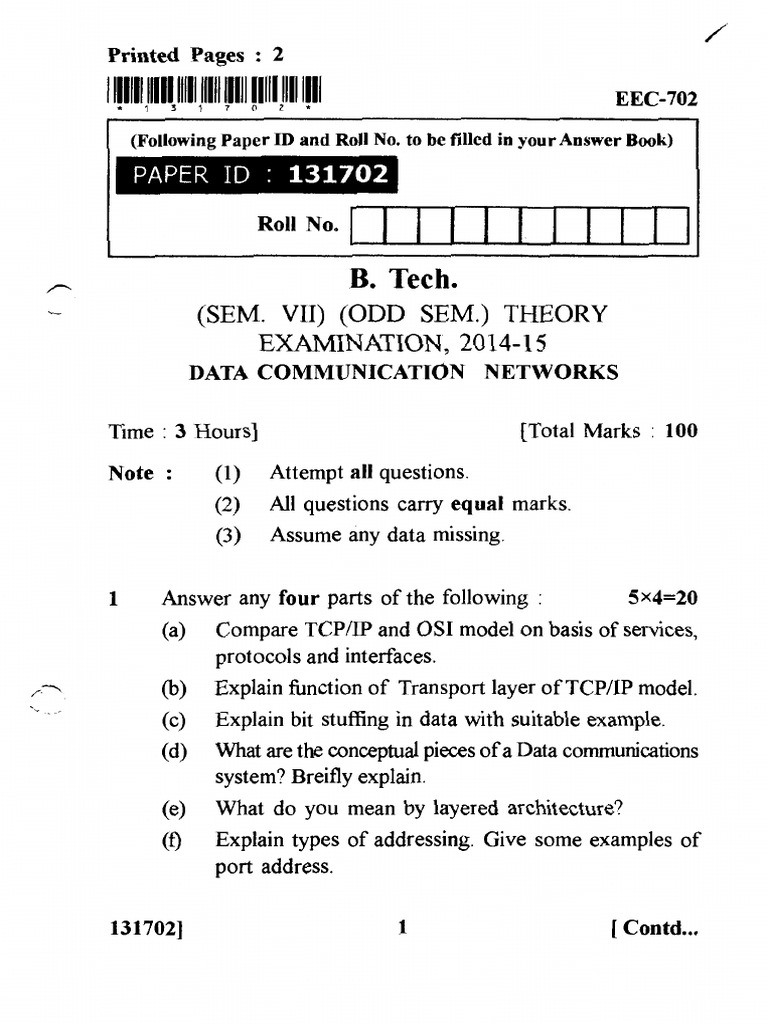 Data Communication Networks (EEC-702) | PDF