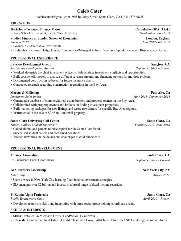 Caleb Cater Resume | PDF | San Francisco Bay Area | Investing