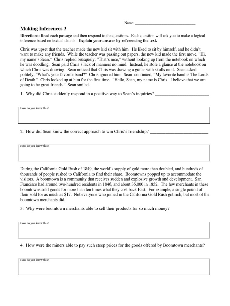 Making Inferences 3: Inference Based On Textual Details. Explain Your ...