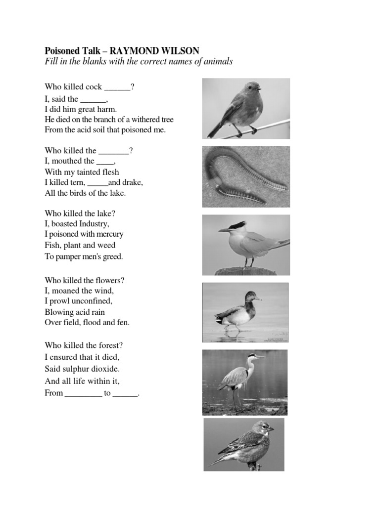 CEFR F3 UNIT 1 Poisoned Talk Poem Worksheet | PDF