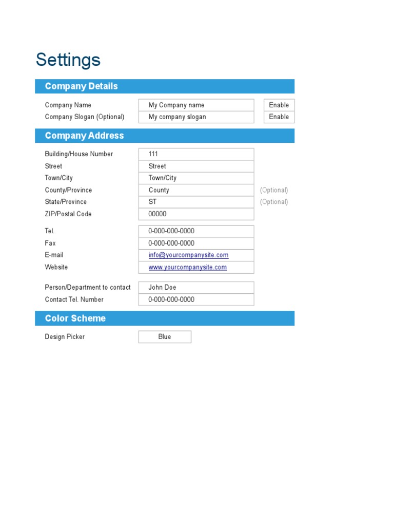 Settings: Company Details | PDF | License | Intellectual Works