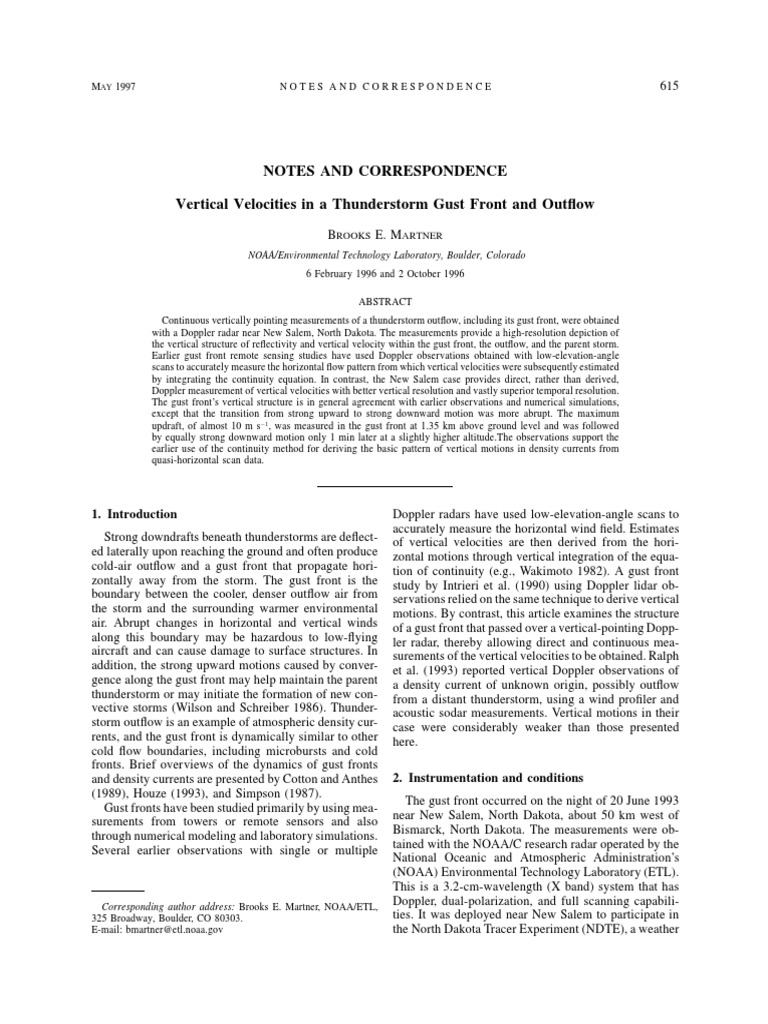 Vertical Structure and Dynamics of a Thunderstorm Gust Front and ...