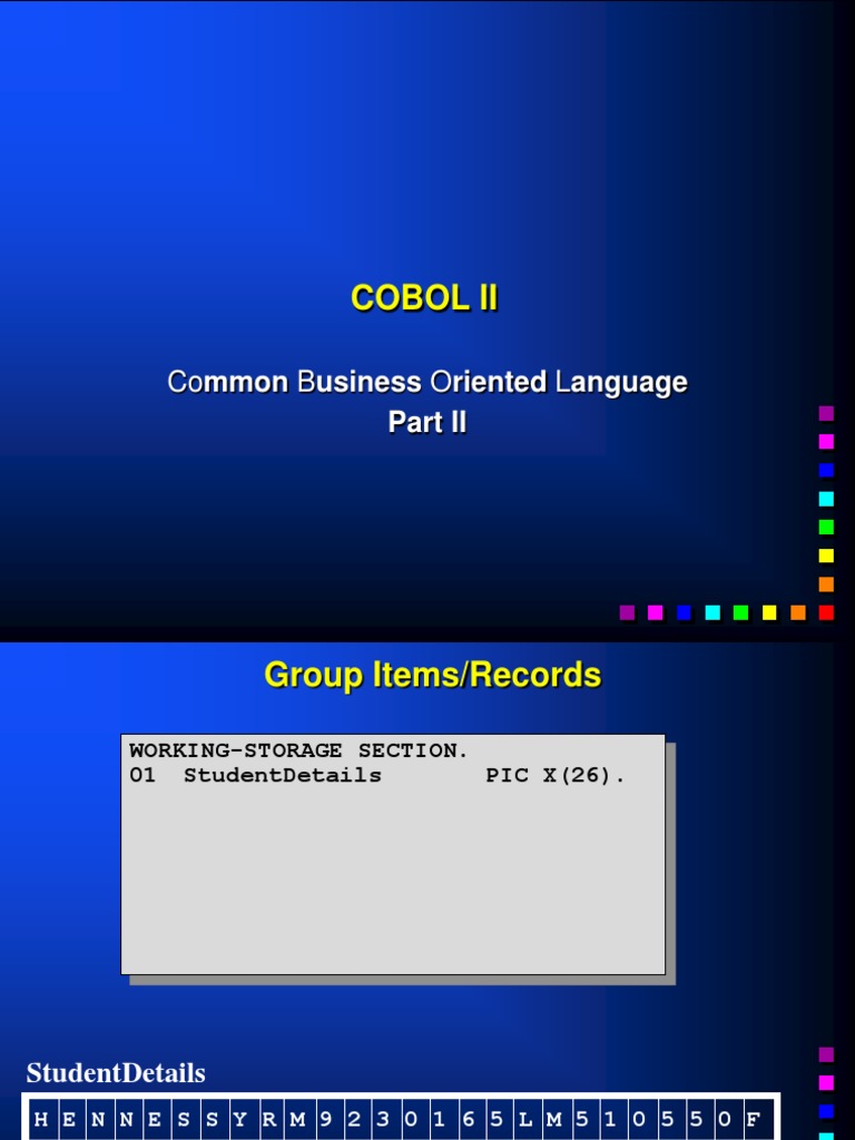 Cobol Ii Common Business Oriented Language Pdf Hierarchy Areas Of Computer Science
