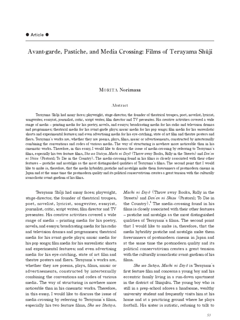 Terayama Shūji: Media-Crossing in Film | PDF | Avant Garde | Theatre