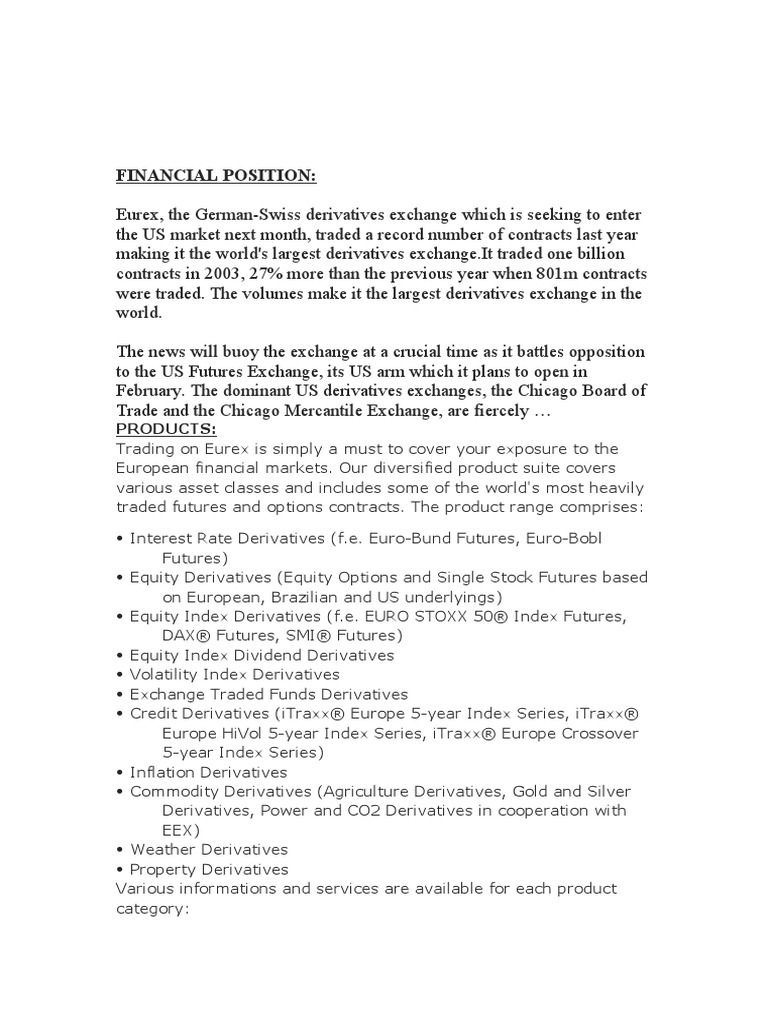 Financial Position:: Products | PDF | Derivative (Finance) | Repurchase ...