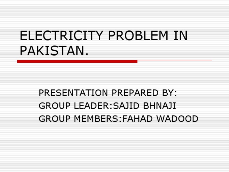 Electricity Problem in Pakistan | PDF