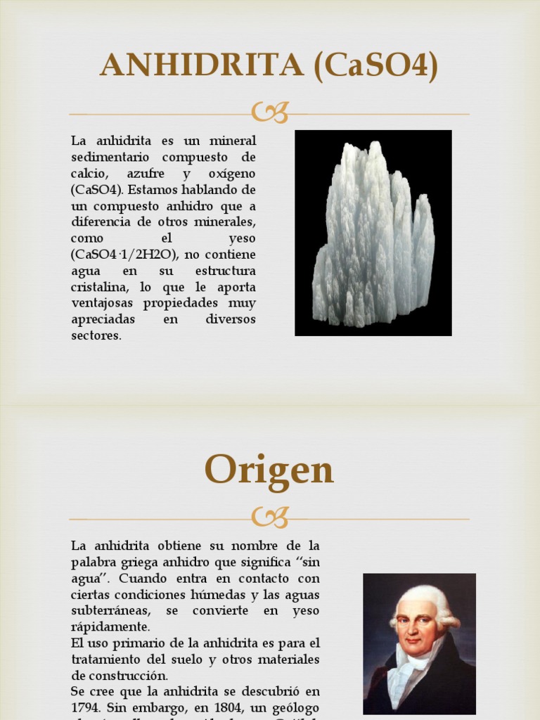 Anhidrita: Propiedades y Usos | PDF | Yeso | sal