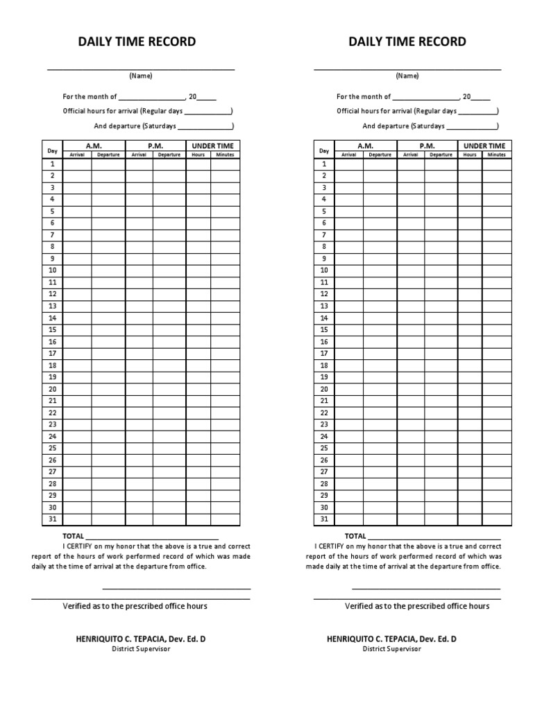 Daily Time Record | PDF | Business