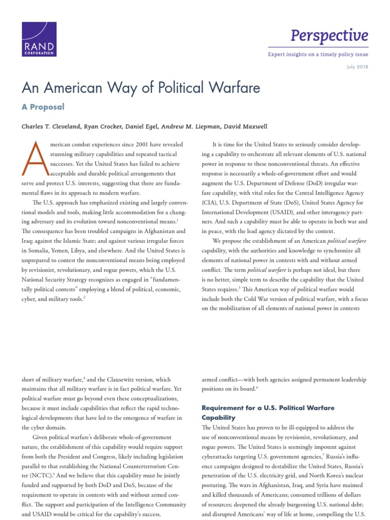 Political Warfare | PDF | United States Department Of Defense ...