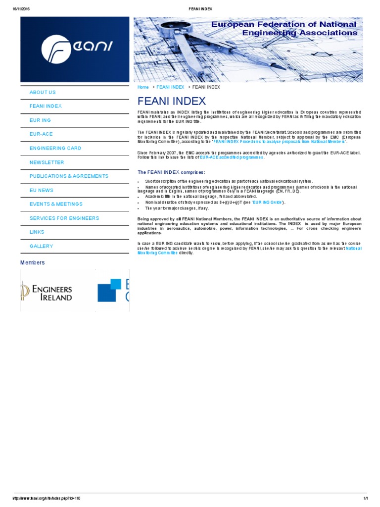Feani Index: About Us | PDF | European Union | Academic Degree