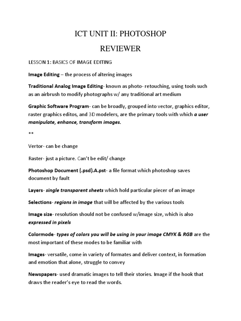 Ict Reviewer | PDF | Image Editing | Adobe Photoshop