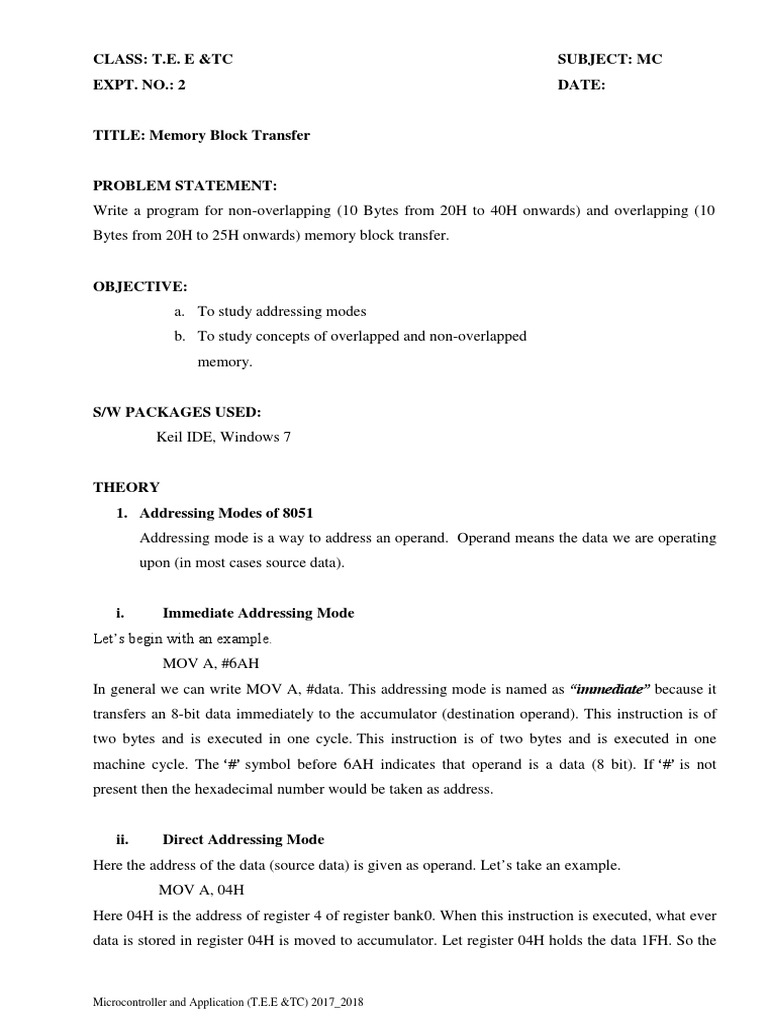 8051 Lab Memory Transfer | PDF | Office Equipment | Computer Data