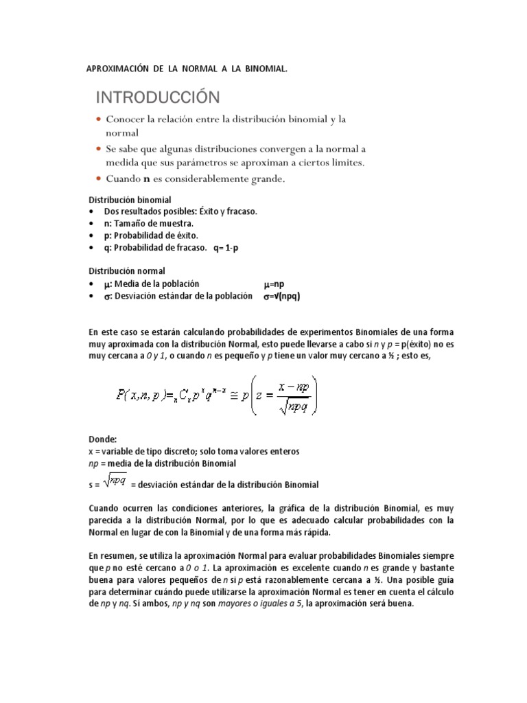 3.11 Aproximación de La Normal a La Binomial | Distribución de ...
