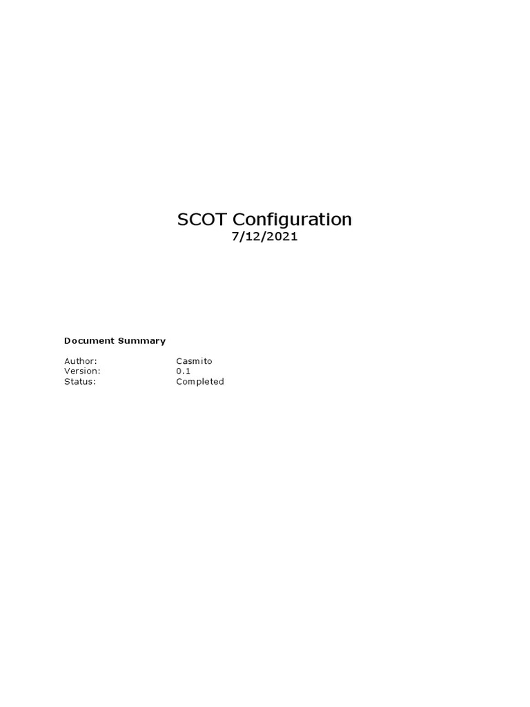 SCOT Configuration: Document Summary | PDF | Internet Protocols | Computing