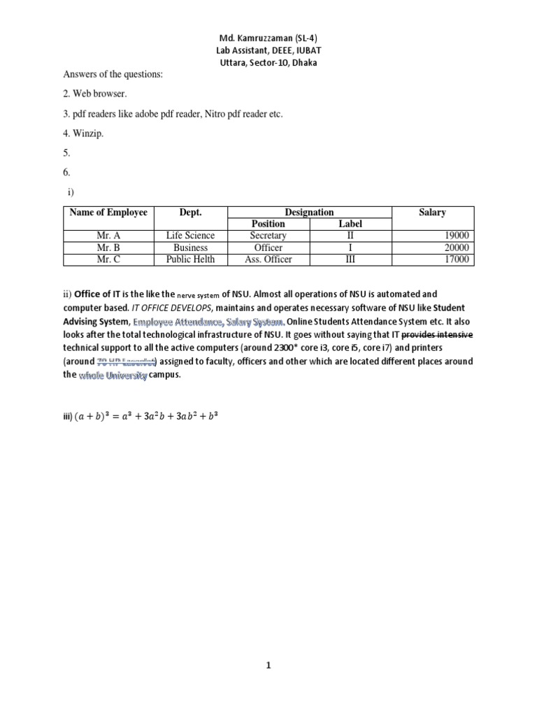 Office: Name of Employee Dept. Designation Salary Position Label | PDF