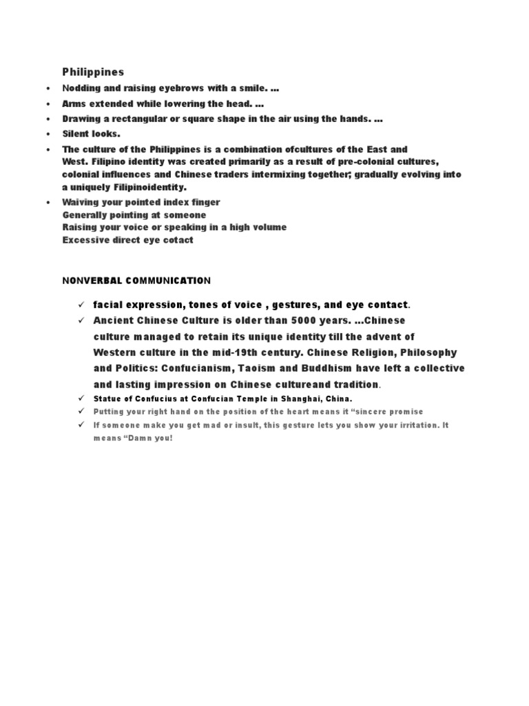 Philippines: Facial Expression, Tones of Voice, Gestures, and Eye ...