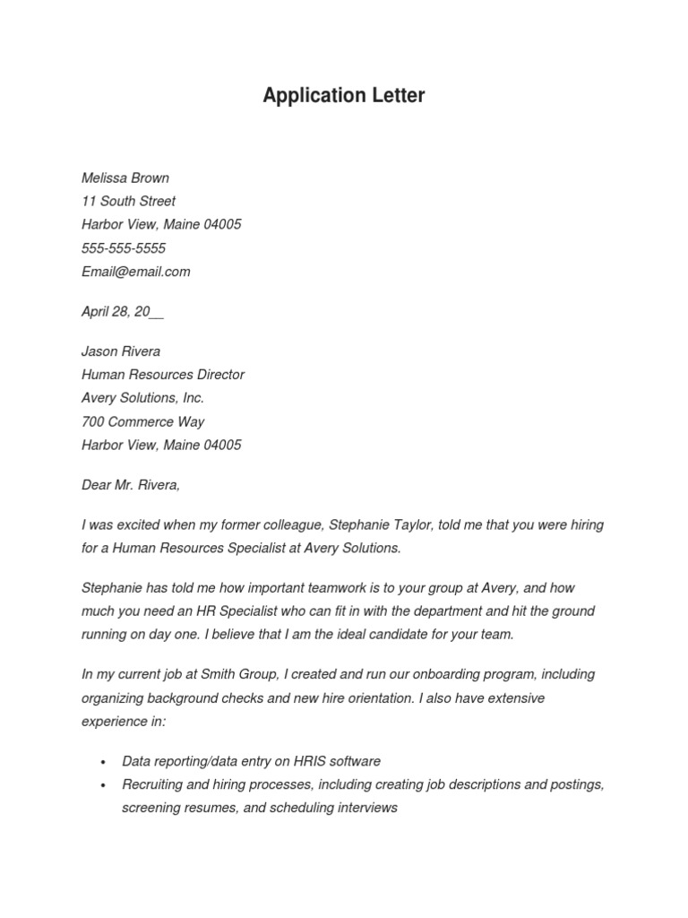 Contoh Application Letter | PDF