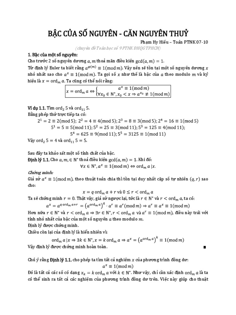 Ord and Primitive Root | PDF