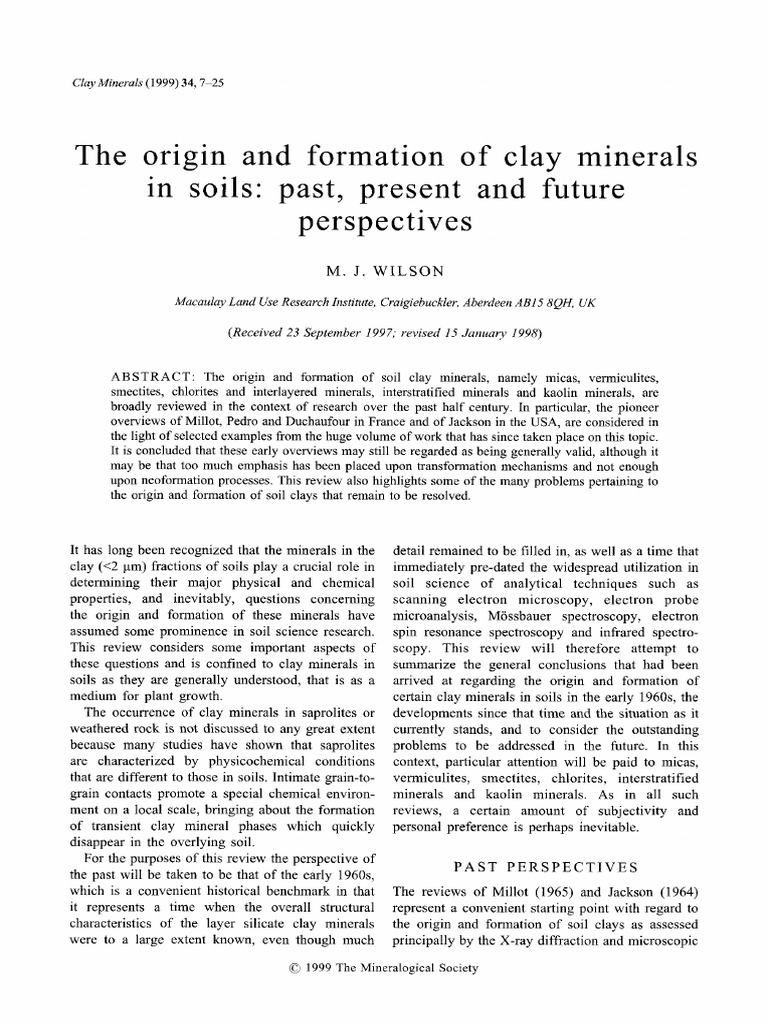 1999 - Wilson - Formation of Clay - Clay Minerals | PDF | Clay Minerals ...