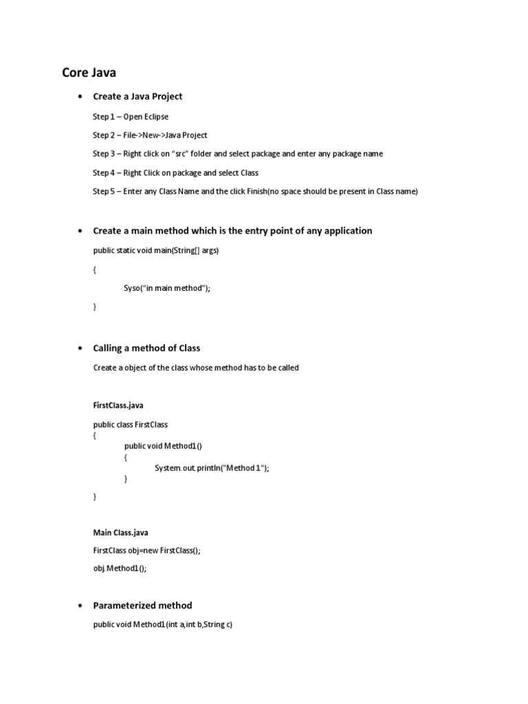 Core Java: - Create A Java Project | PDF | Constructor (Object Oriented ...
