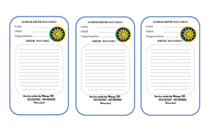 Lembar Kritik Dan Saran | PDF