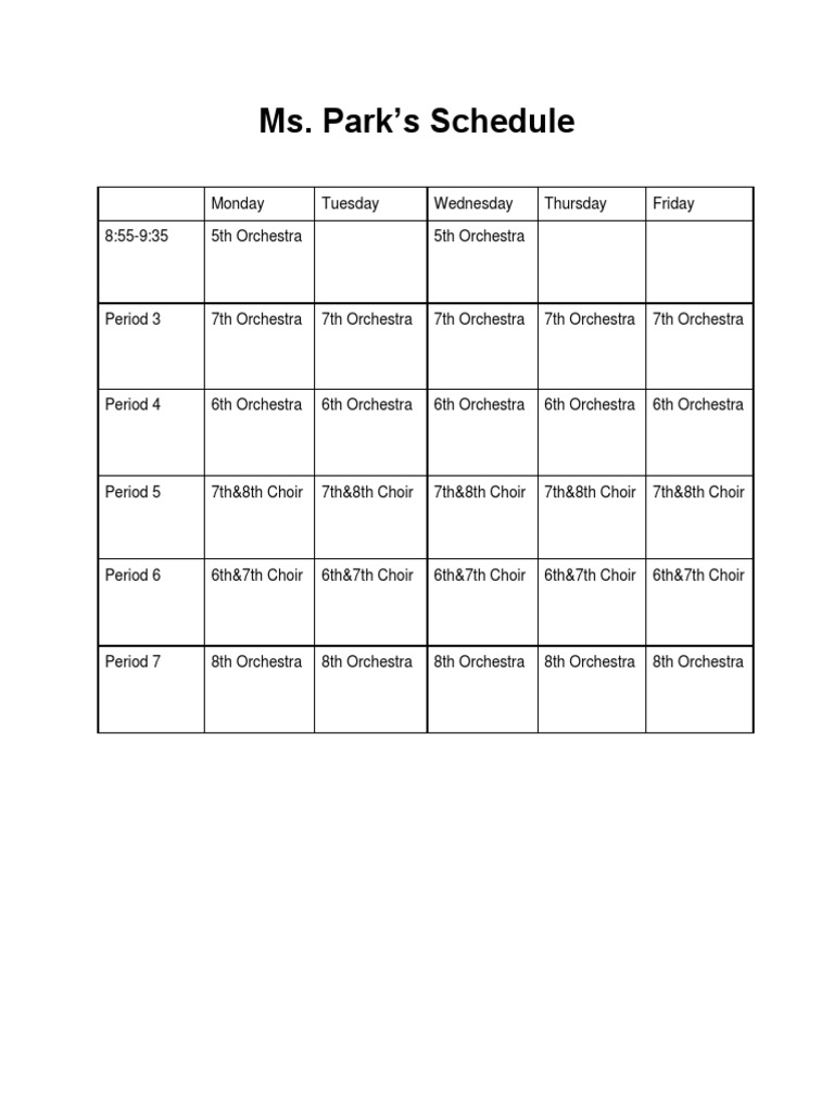 Ms. Park's Weekly Music Schedule | PDF | Classics