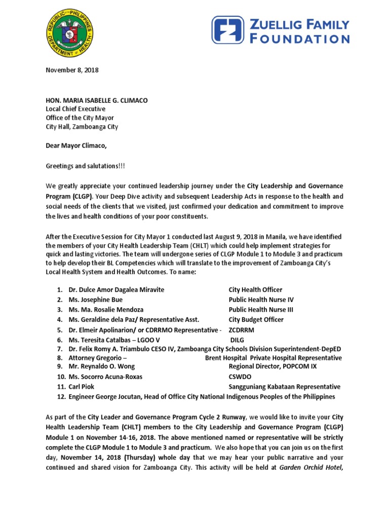 CLGP MODULE 1 - Communication Letter - ZAMBOANGA CITY | PDF