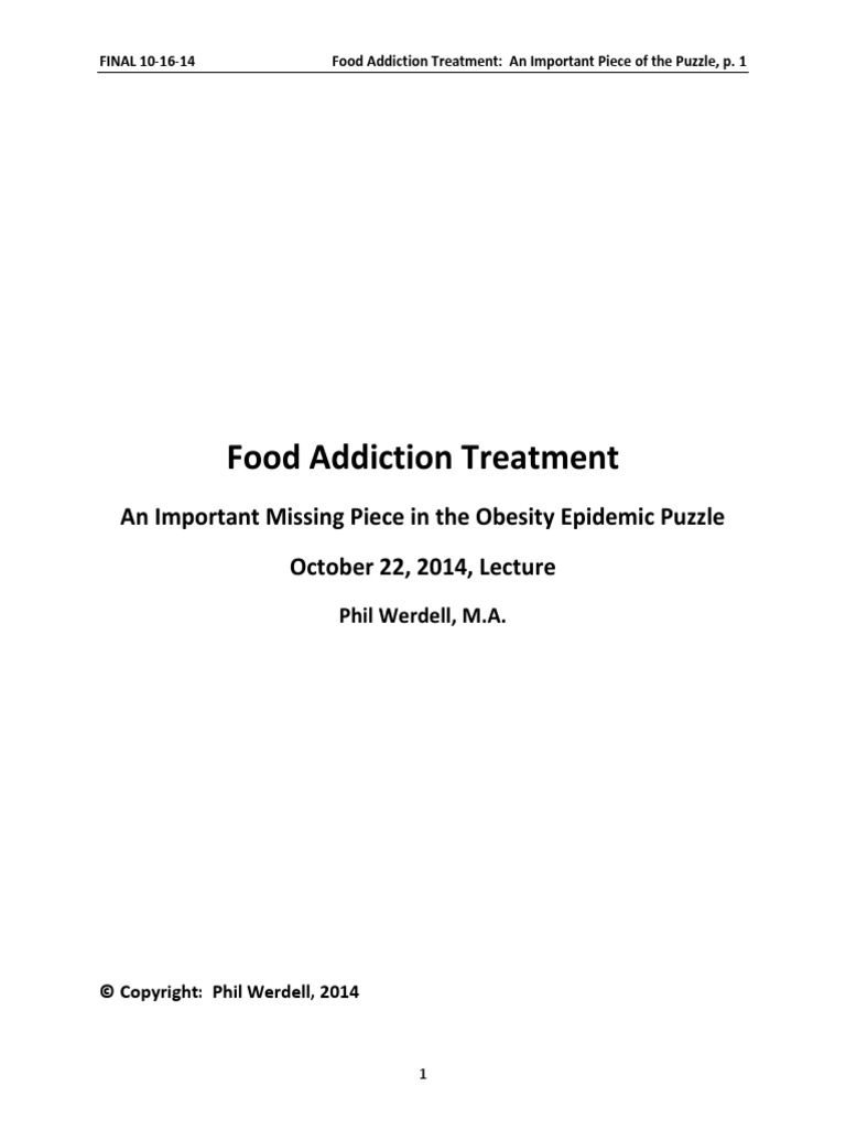 01 Food Addiction Treatment Background PW FINAL 10-19-14 | PDF | Food ...