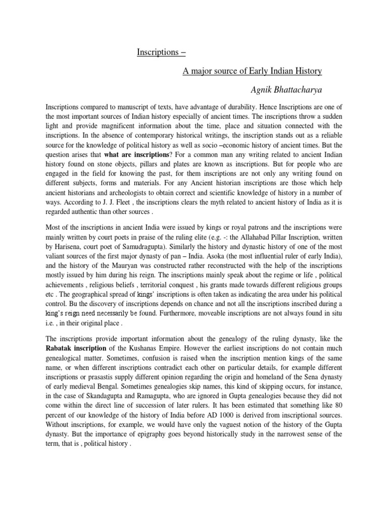 Importance of Inscriptions in History | PDF | Epigraphy