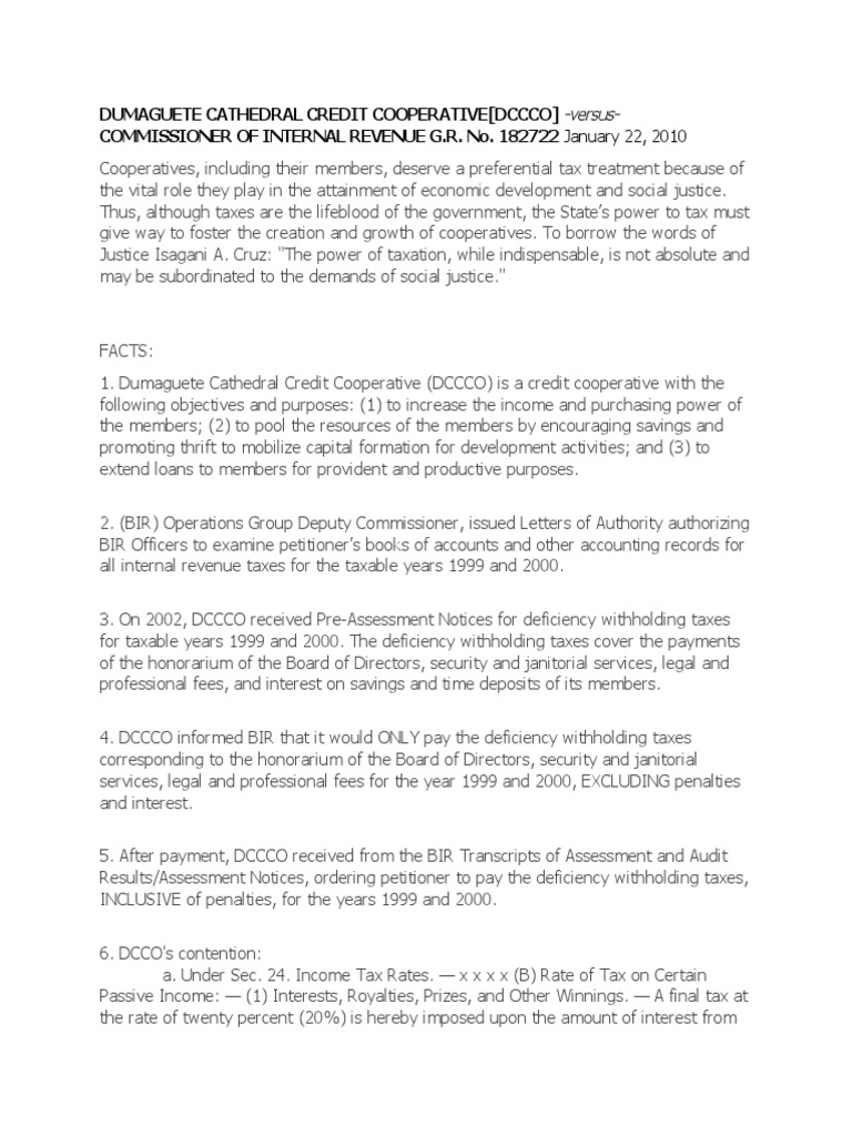 DCCCO Tax Exemption Ruling Summary | PDF | Tax Exemption | Taxes