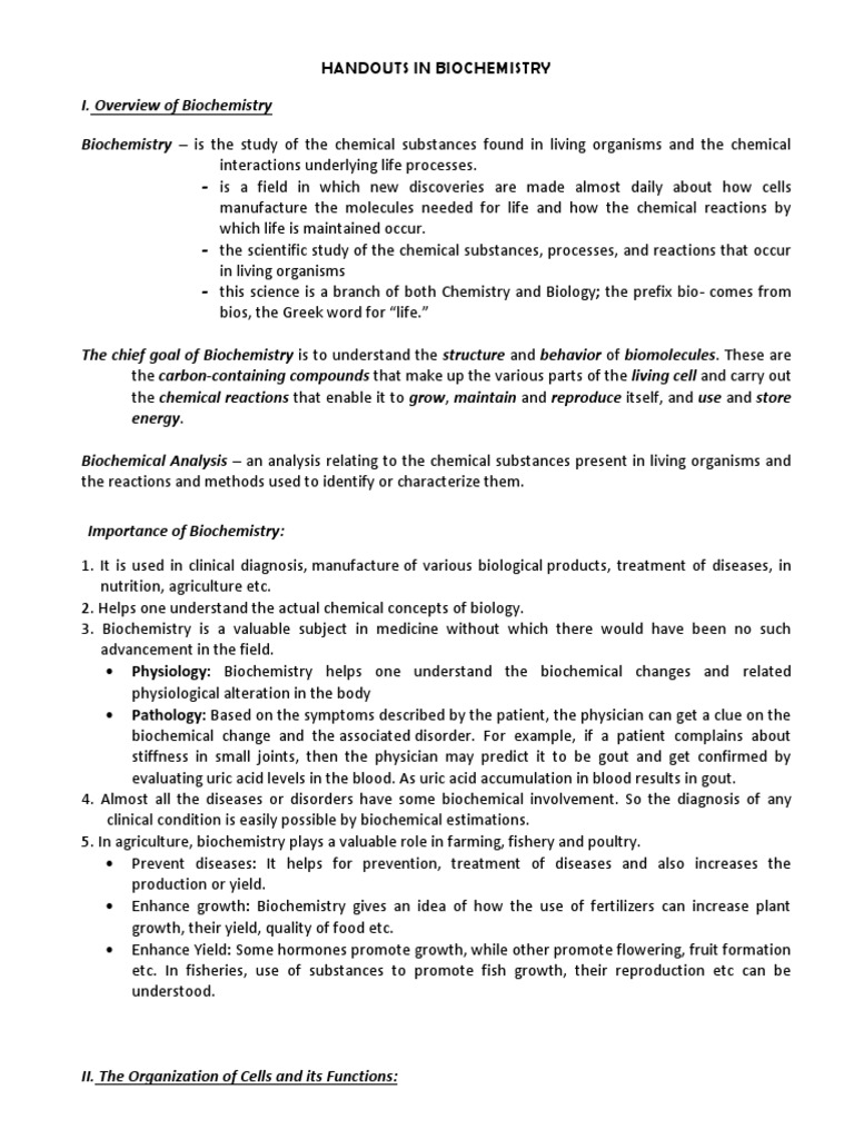 Handouts in Biochem | Download Free PDF | Carbohydrates | Glucose