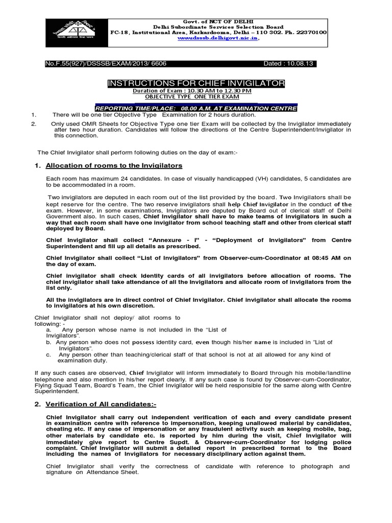 Chief Invigilator | PDF