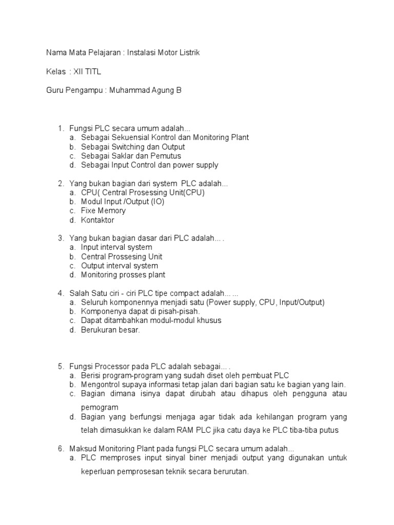 Soal Uas Kelas Xii Titl Sem I Mapel Iml 2018 | PDF