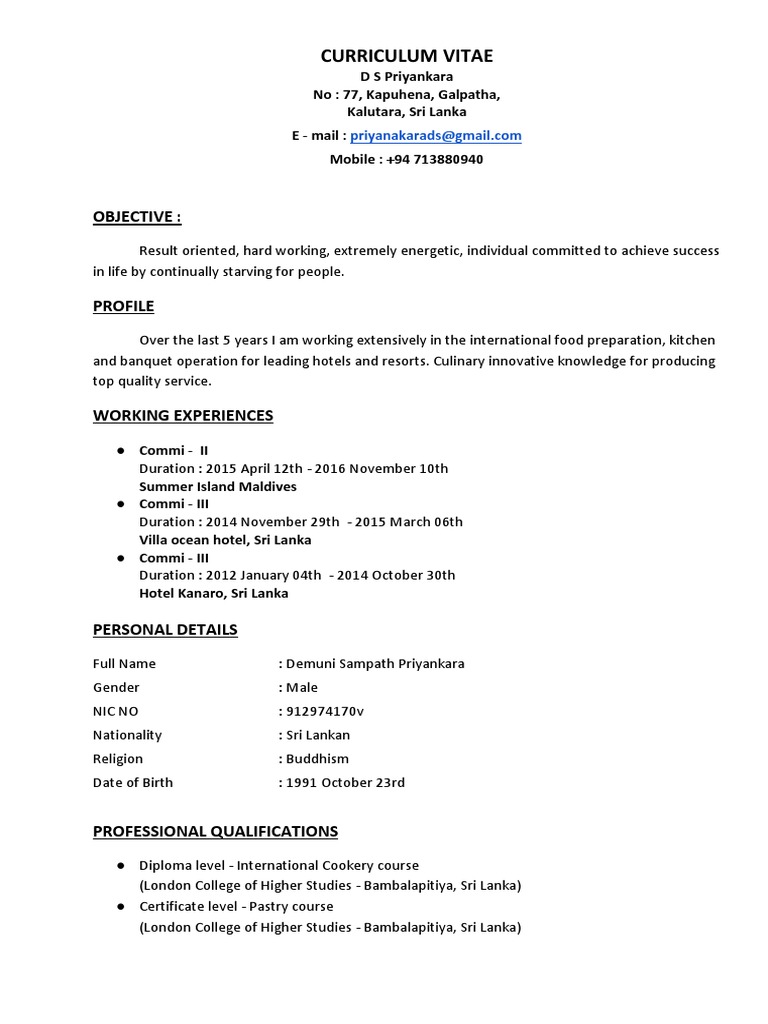 Objective:: Curriculum Vitae | PDF