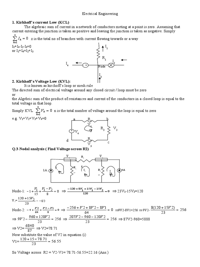 Electrical Engineering Circuit Analysis Techniques | PDF | Physical ...