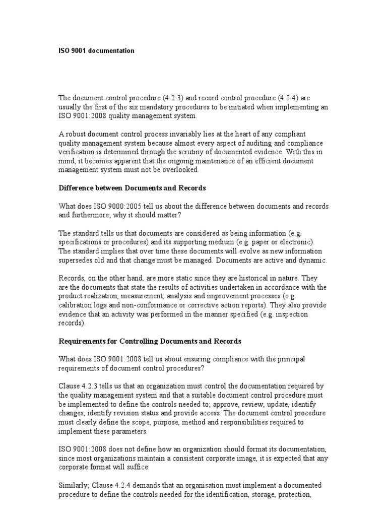 ISO 9001 Documentation | PDF | Iso 9000 | Quality Management System