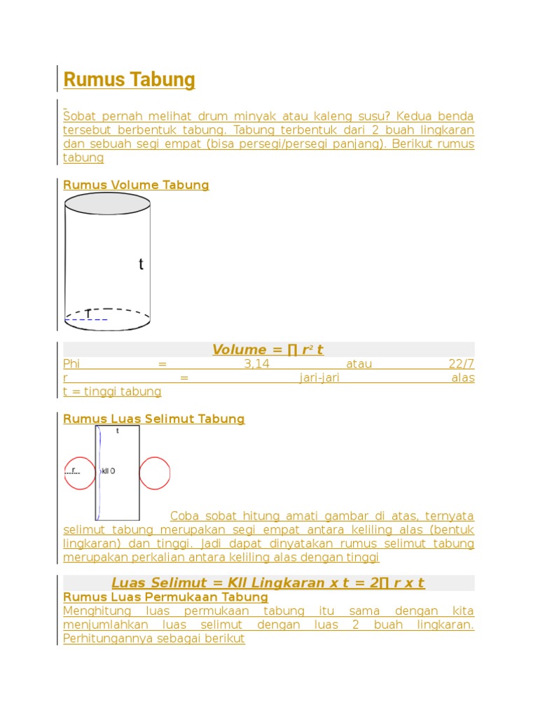 Rumus Tabung | PDF