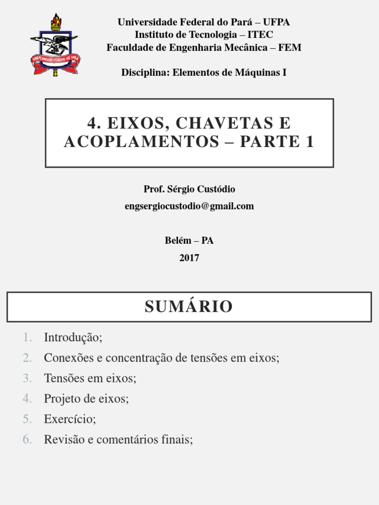 Aula 9 - Eixos, Chavetas e Acoplamentos - Parte 1 | PDF | Aço ...