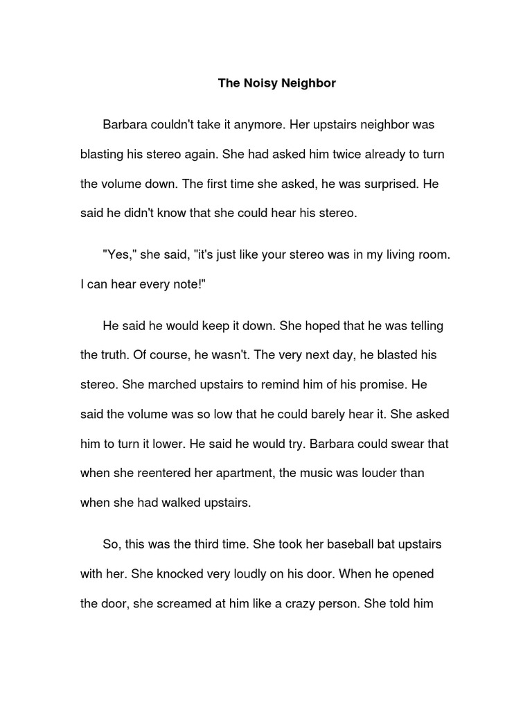 The Noisy Neighbour Comprehension | PDF