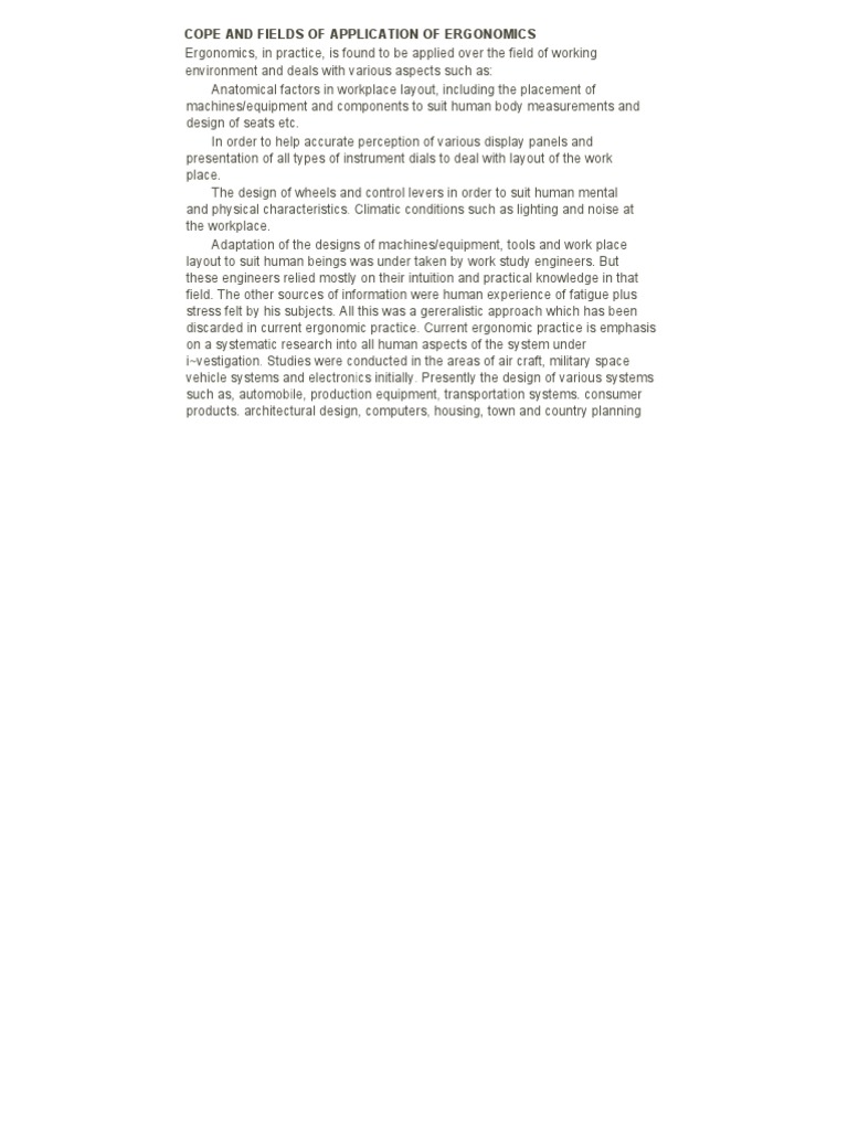 Ergonomics: Applications in Workplace Design | PDF